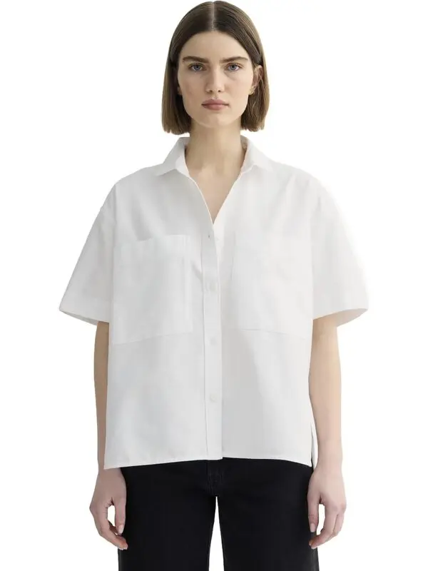 Everlane Short-sleeve Boxy Oxford Shirt - White