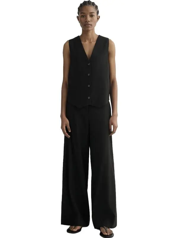 Everlane Wide-leg Stretch Linen Pant - Black