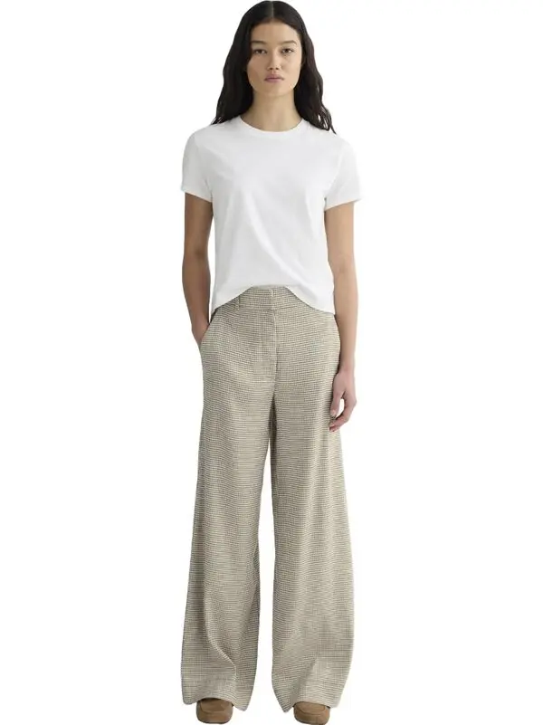 Everlane Wide-leg Stretch Linen Pant - Deep Taupe Mini Gingham