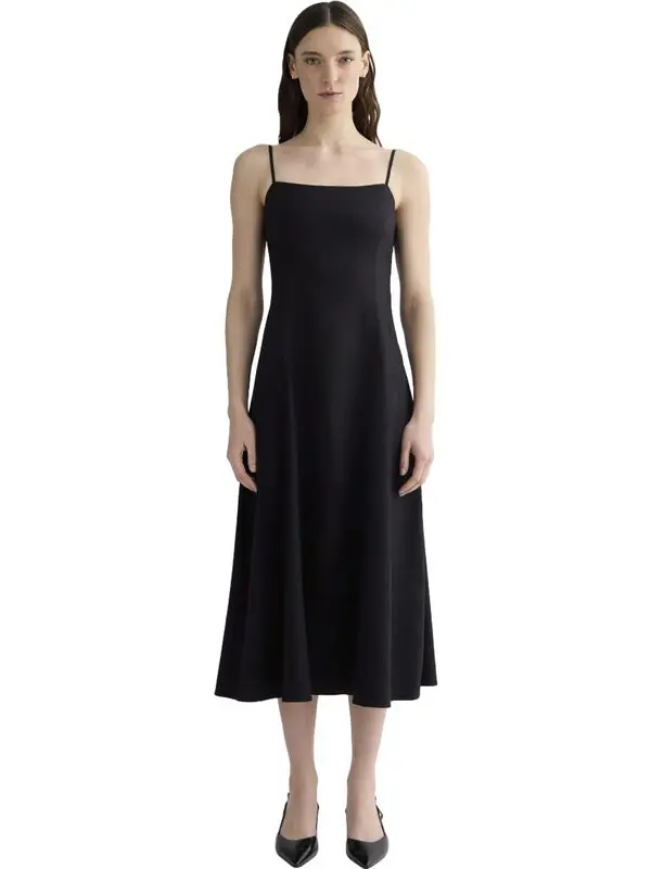 Everlane Seamed Stretch Linen Midi Dress - Black