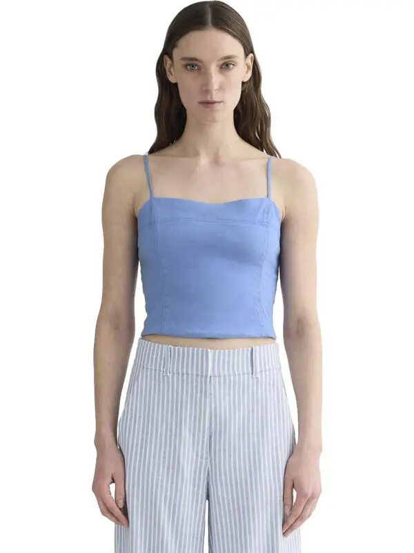 Everlane Seamed Stretch Linen Top - Bluebell
