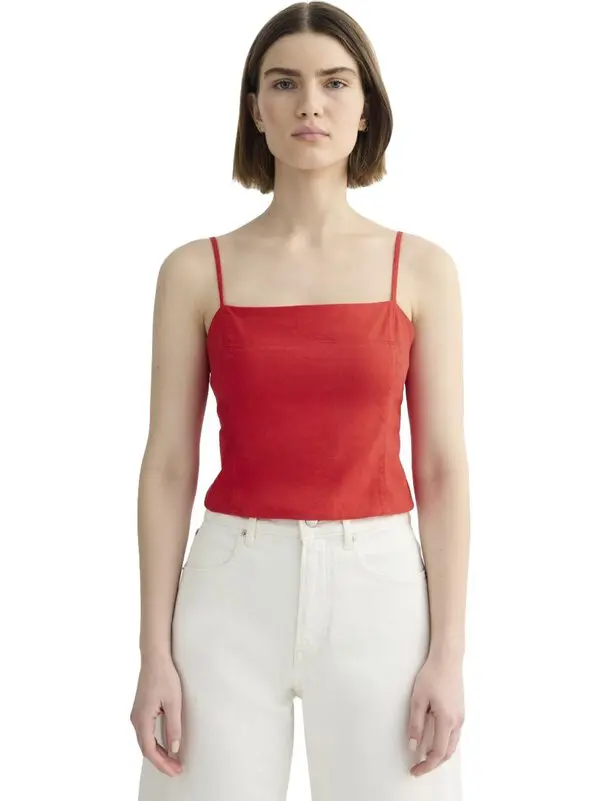 Everlane Seamed Stretch Linen Top - Classic Red