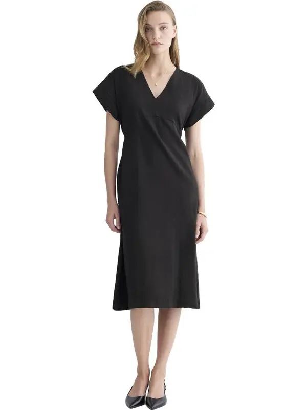 Everlane Tie-back Stretch Linen Midi Dress - Black