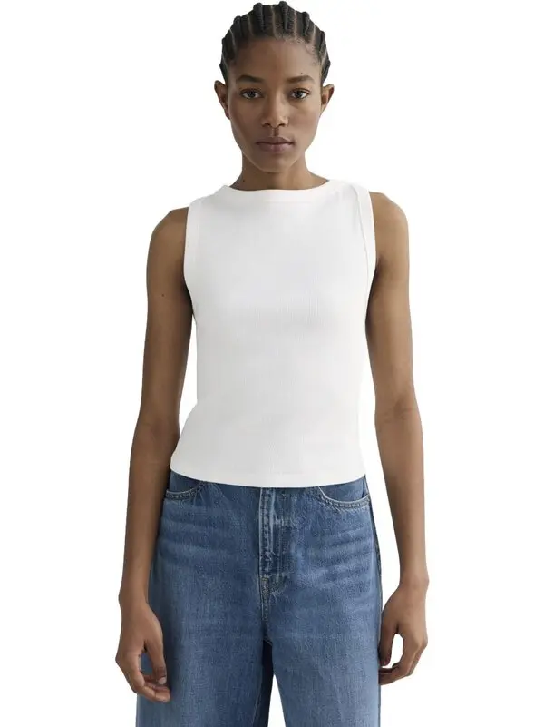 Everlane Boatneck Ribbed Tank Sweater - White