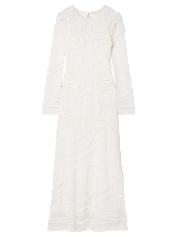 Ulla Johnson Valentina Appliquéd Pointelle-knit Midi Dress - Ivory