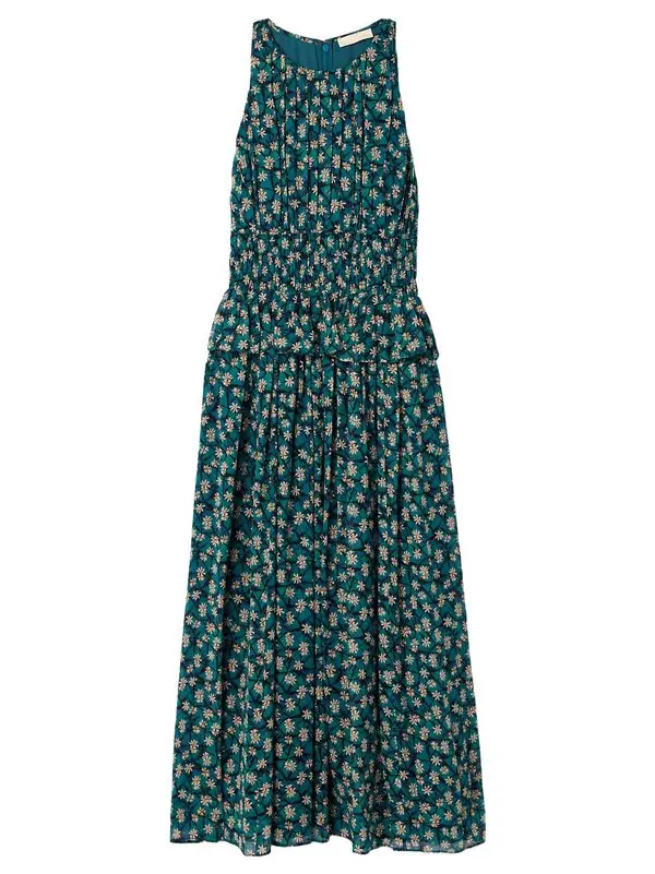 Ulla Johnson Adeline Shirred Floral-print Midi Dress - Green