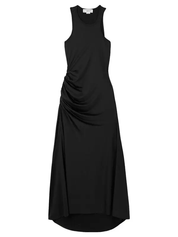 Victoria Beckham Asymmetric Ruched Midi Dress - Black