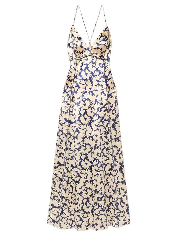 Ulla Johnson Evie Floral-print Satin Maxi Dress - Neutrals