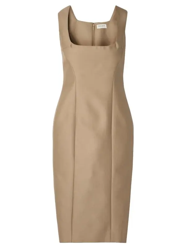 SALON 1884 Balestra Cotton And Silk-blend Midi Dress - Neutrals