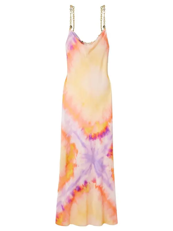 Rabanne Chainmail-embellished Tie-dyed Maxi Dress - Orange