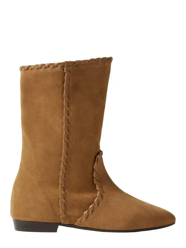 MARANT ETOILE Isabel Marant Staeni Leather-trimmed Suede Ankle Boots - Brown