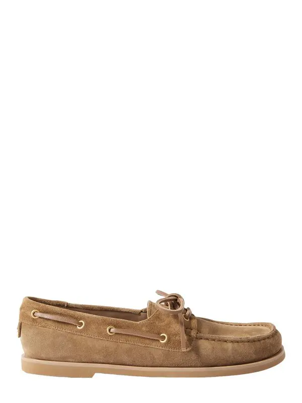 GIANVITO ROSSI Vandée Suede Boat Shoes - Neutrals
