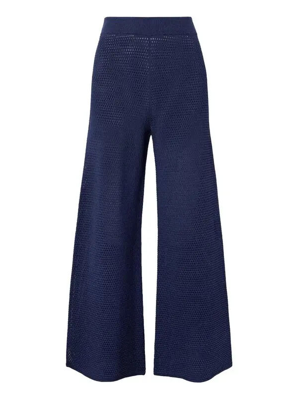 ERES Bayadere Goeland Open-knit Cotton-blend Wide-leg Pants - Blue
