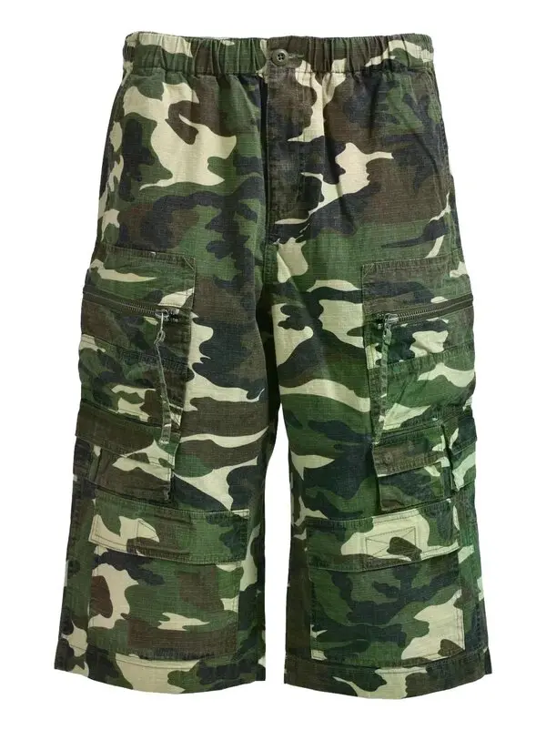BREATH Camouflage-print Shorts - Green
