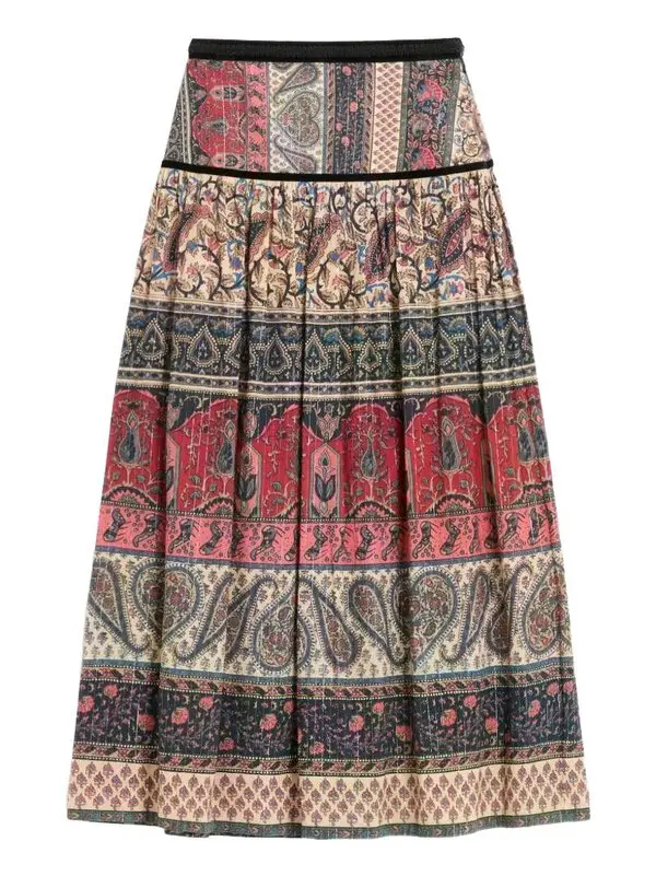 Valentino Garavani Voyage Imaginaire-print Muslin Midi Skirt - Neutrals