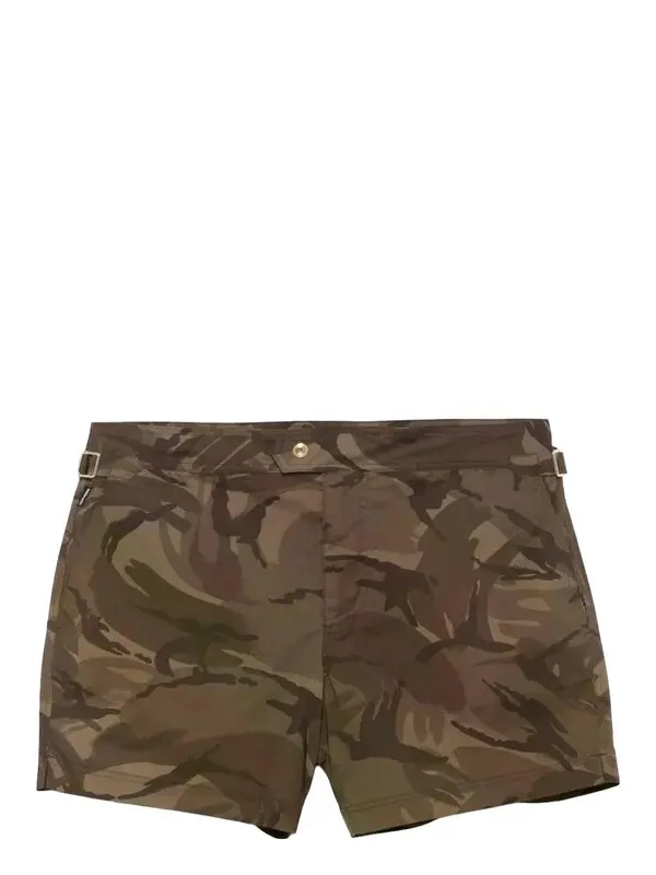 TOM FORD Camouflage-print Swim Shorts - Green