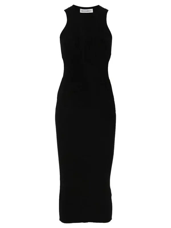 Mach & Mach Ribbed Midi Dress - Black