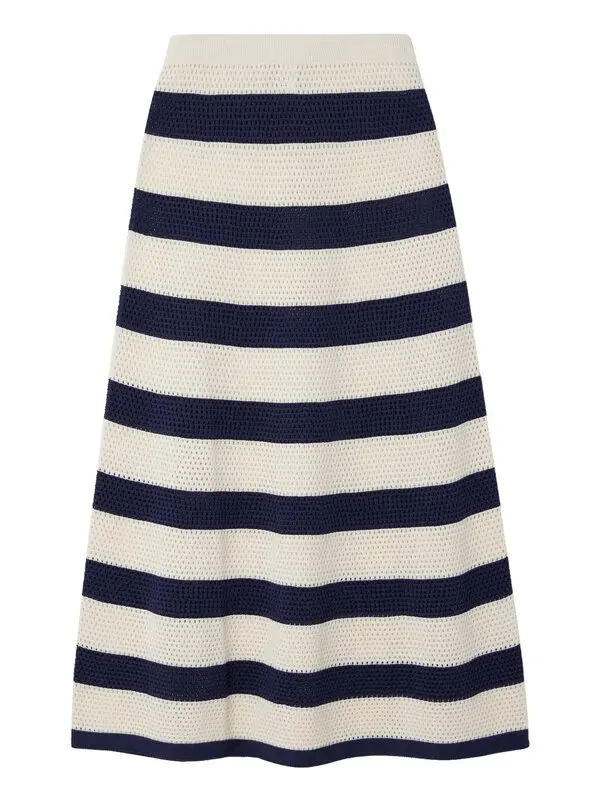 ERES Bayadere Bateau Striped Midi Skirt - Blue