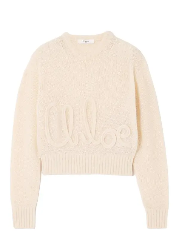 Chloé Embroidered Alpaca And Silk-blend Sweater - Cream