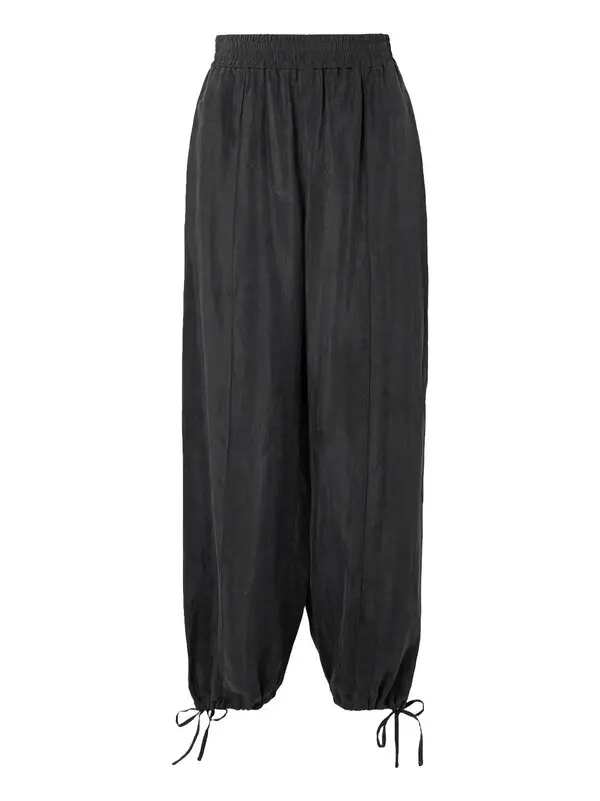 Another Tomorrow Tencel™ Lyocell Tapered Track Pants - Black