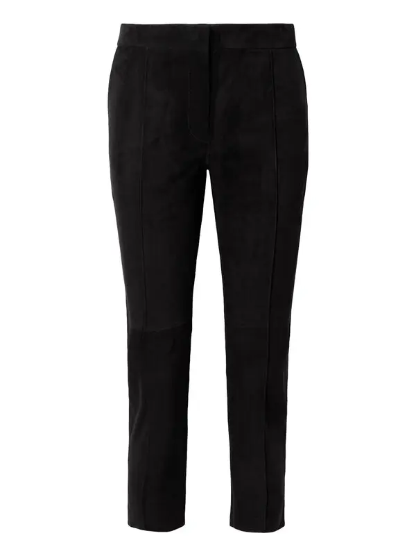 Alex Perry Cropped Suede Slim Leg Pants - Black
