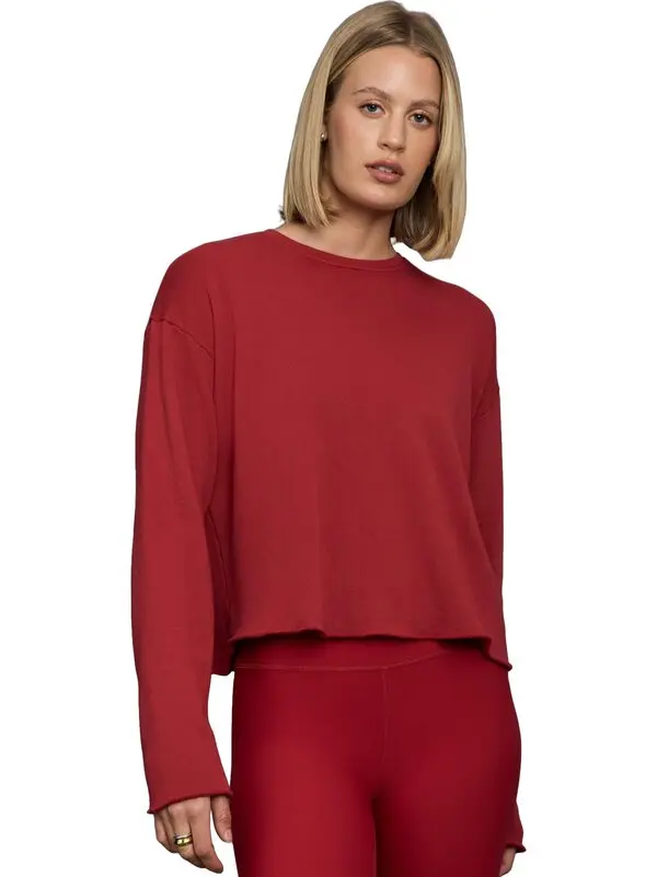 Carbon38 Crew Neck French Terry Sweatshirt - Cherry Red