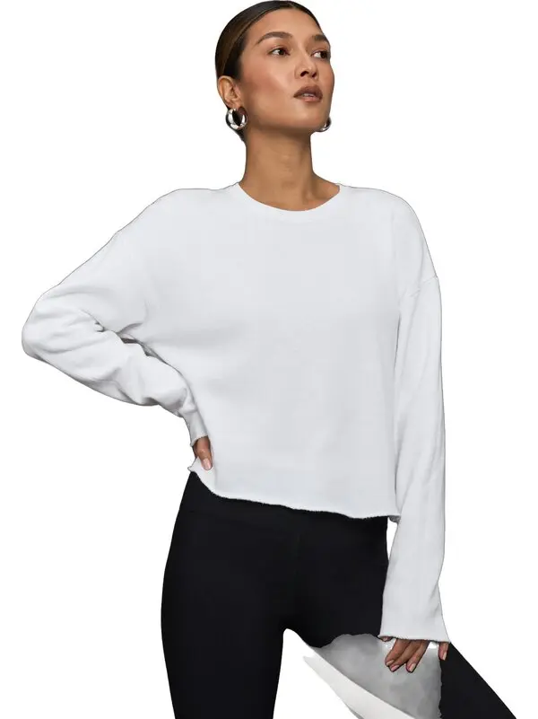 Carbon38 Crew Neck French Terry Sweatshirt - White
