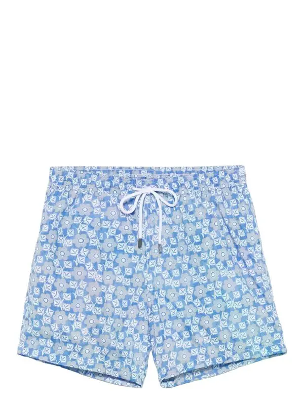 BARBA NAPOLI Floral-print Swim Shorts - Blue