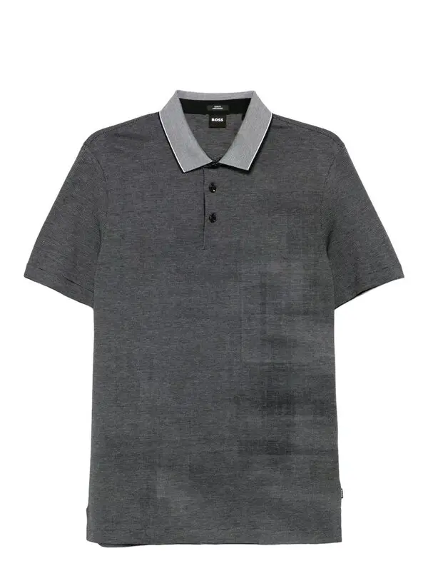 BOSS Contrasting-collar Cotton Polo Shirt - Blue