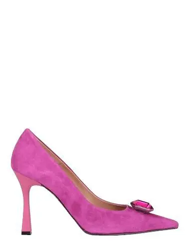 OVYE Suede Crystal Embellished Pumps - Fuchsia