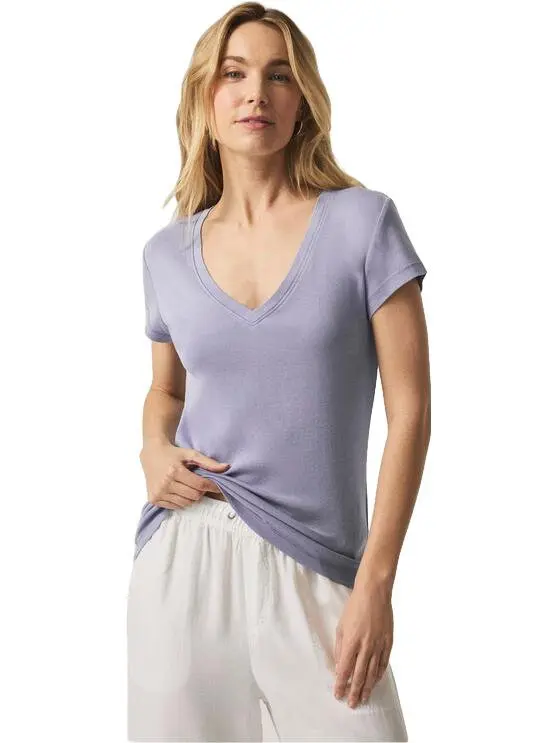 Splendid Faye V-neck Tee - Natural