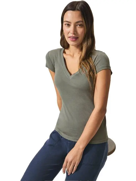 Splendid Faye V-neck Tee - Olive