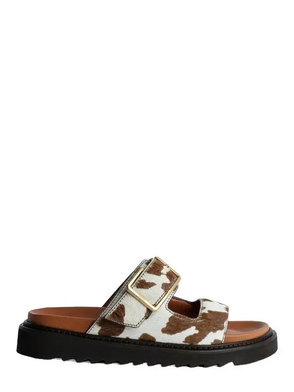 Zadig&Voltaire Cecilia Alpha Cow Leather Sandals - Gold
