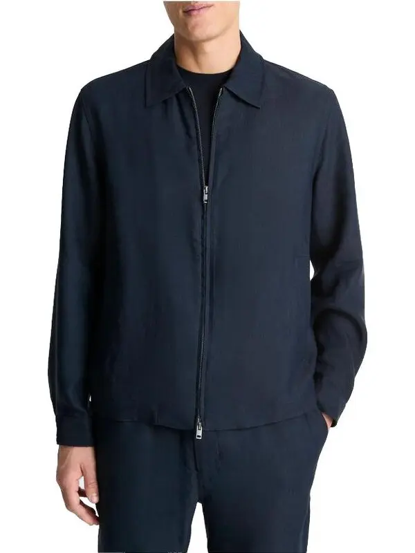 Vince Two-way Zip Bomber Jacket - Blue
