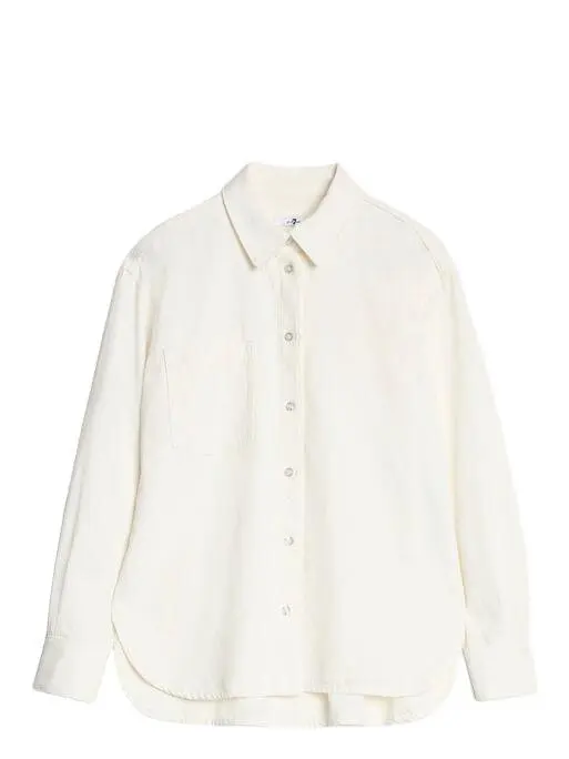 7 For All Mankind Linen Blend Easy Shirt - White