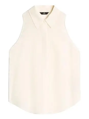 7 For All Mankind Sleeveless Silk Button-down Shirt - Neutral