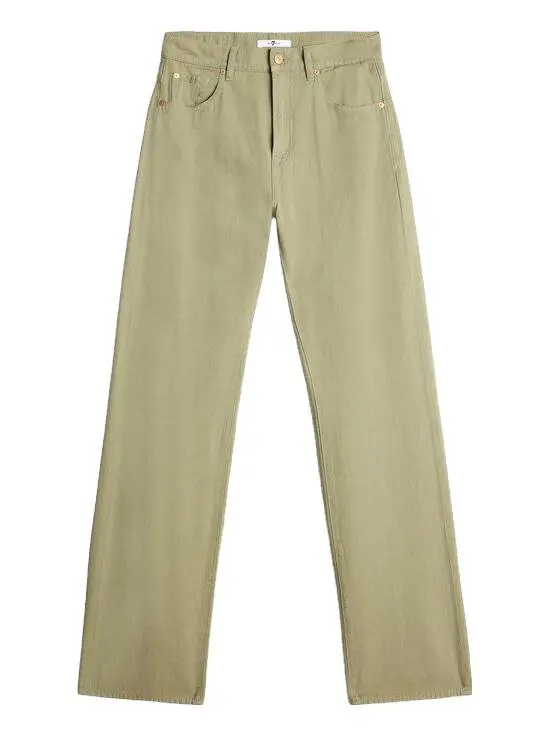 7 For All Mankind Linen Blend Tess Trouser - Green