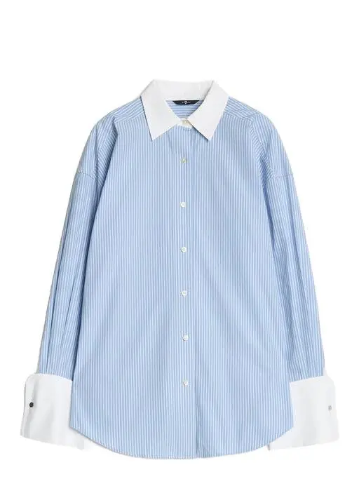 7 For All Mankind Poplin Oversized Pinstripe Shirt - Stripe