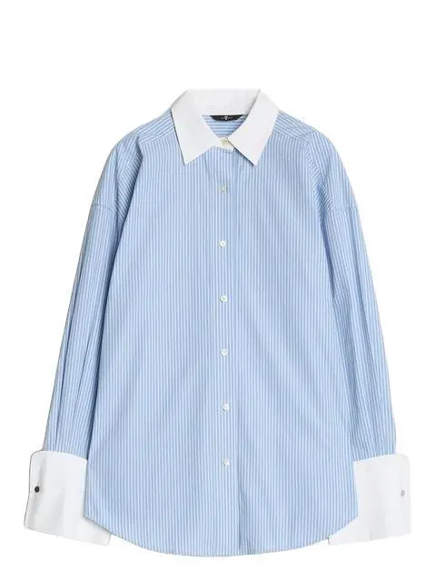 7 For All Mankind Poplin Oversized Pinstripe Shirt - Stripe