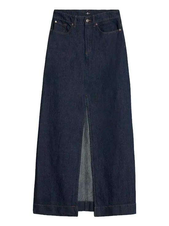 7 For All Mankind Indigo Linen Calla Skirt - Blue