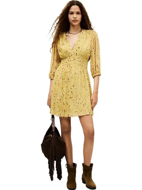 Ba&sh Kanissa Printed Mini Dress - Yellow