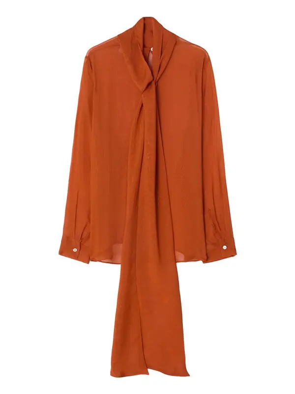 HOUSE OF DAGMAR Scarf Blouse - Orange Rust