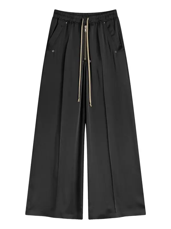Rick Owens Wide Leg Trousers With Drawstring - Black