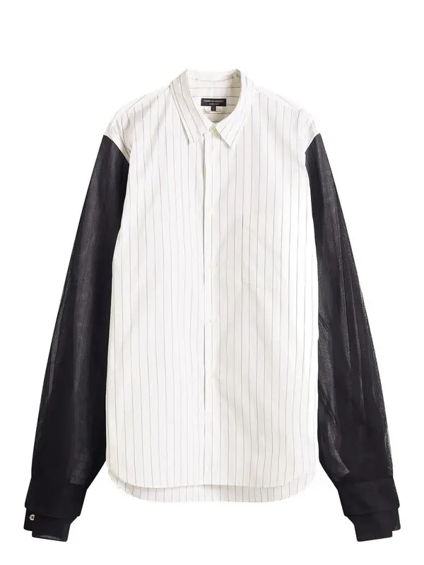 Comme Des Garçons Cotton Tulle Broad Stripe Shirt - White