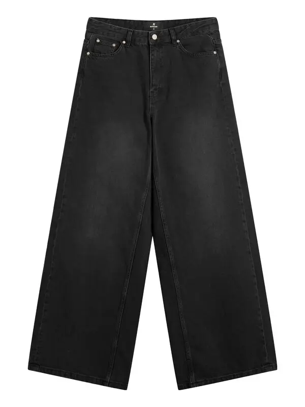 REPRESENT High Rise Wide Leg Jeans - Washed Black