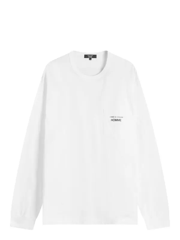 Comme Des Garçons Logo Pocket Long Sleeve T-shirt - White