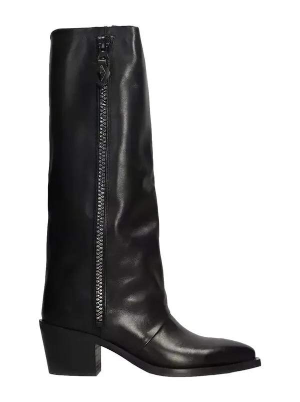 METISSE 60mm Leather Boots - Black