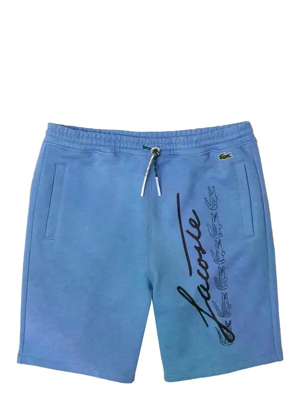Lacoste Printed Cotton Track Shorts - Blue