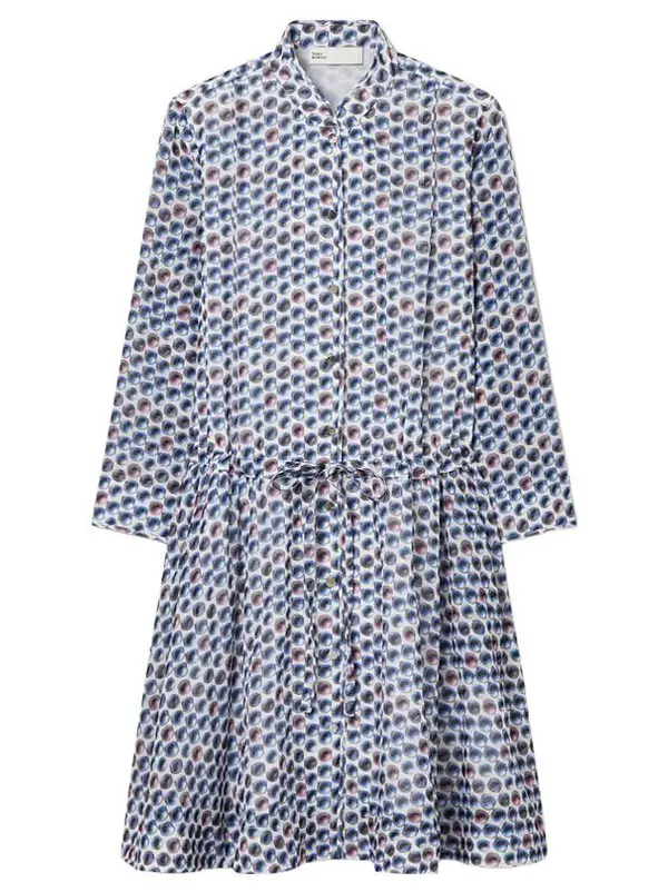 Tory Burch Printed Mini Shirtdress - Blue Candy Dots