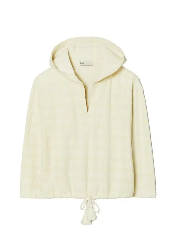 Tory Burch Terry Jacquard Logo Hoodie - New Ivory